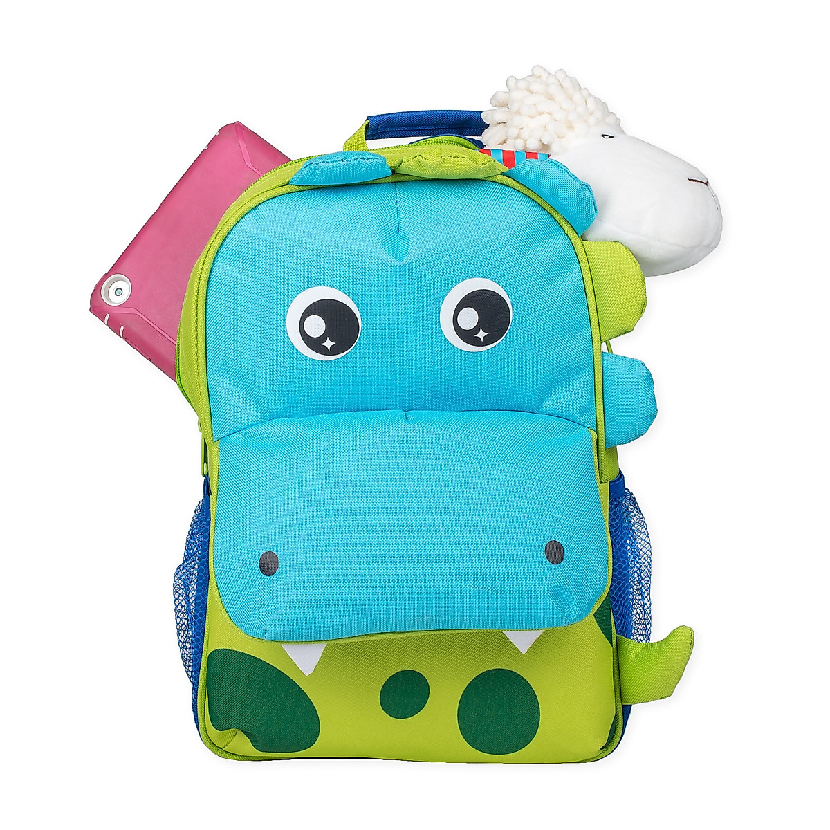 Green Spotted Dinosaur Dimensional Animal Shape Water Resistant Preschool Backpack
