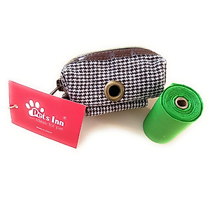 Pets Inn Dog Poop Bag Holder with Leash Attachment - Fits Any Dog Leash - Includes Free Roll of Dog Bag, burberry, Burberry Brown, 3.75,2,2