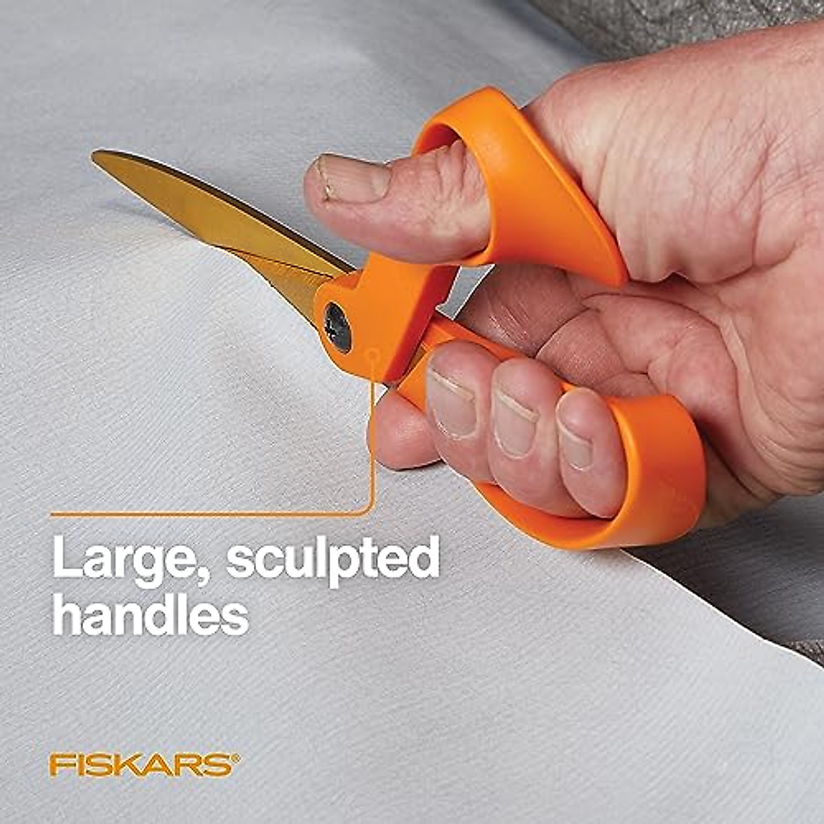 Fiskars 9 Inch Serrated Titanium Nitride Shop Shears (12-96536984),Orange