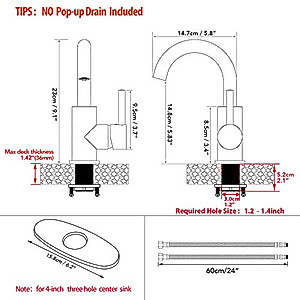 Hoimpro Modern Single Handle Wet Bar Sink Faucet with 6 Inch Cover Plate, Single Hole Bathroom Lavatory Faucet,Rv Small Bathroom Sink Faucet,Bar Vanity Faucet,Brushed Gold