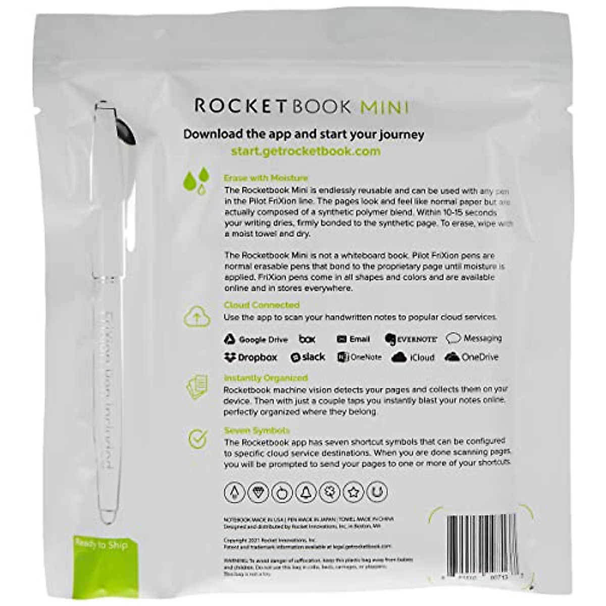 Rocketbook Smart Reusable Notebook - Dot-Grid Eco-Friendly Notebook- Deep Space Gray Cover, Mini Size (3.5" x 5.5") & Pen/Pencil Holder (Pen Station)