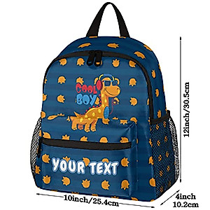 AUUXVA Cute Dinosaur Custom Kid's Name Toddler Backpack,Cool Dinosaur Paw Personalized Backpack with Name/Text for Kids Boys Girls 3-6 Years Preschool Kindergarten Daycare Bag with Chest Strap