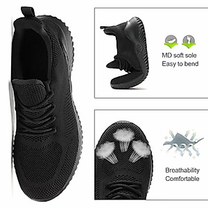 Mens Running Shoes Slip on Walking Tennis Sneakers Lightweight Breathable Mesh Workout Casual Sports Shoes Soft Sole Black