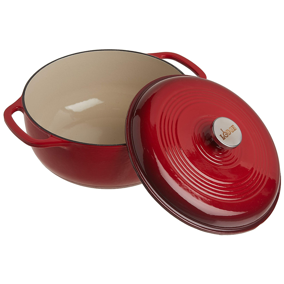 Lodge EC6D43 Enameled Cast Iron Dutch Oven, 6-Quart, Island Spice Red & Enameled Cast Iron and Stoneware Care Kit, 12 oz