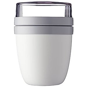 MEPAL, Lunchpot with 2 Lids, a Detachable Small Storage Container for Nuts or Fruit, Portable, BPA Free, Nordic White, 500ml+200ml|17oz + 6.7oz, 1 Count