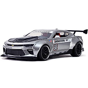 Jada Toys Bigtime Muscle 1:24 2016 Chevy Camaro SS Widebody Die-cast Car Silver, Toys for Kids and Adults