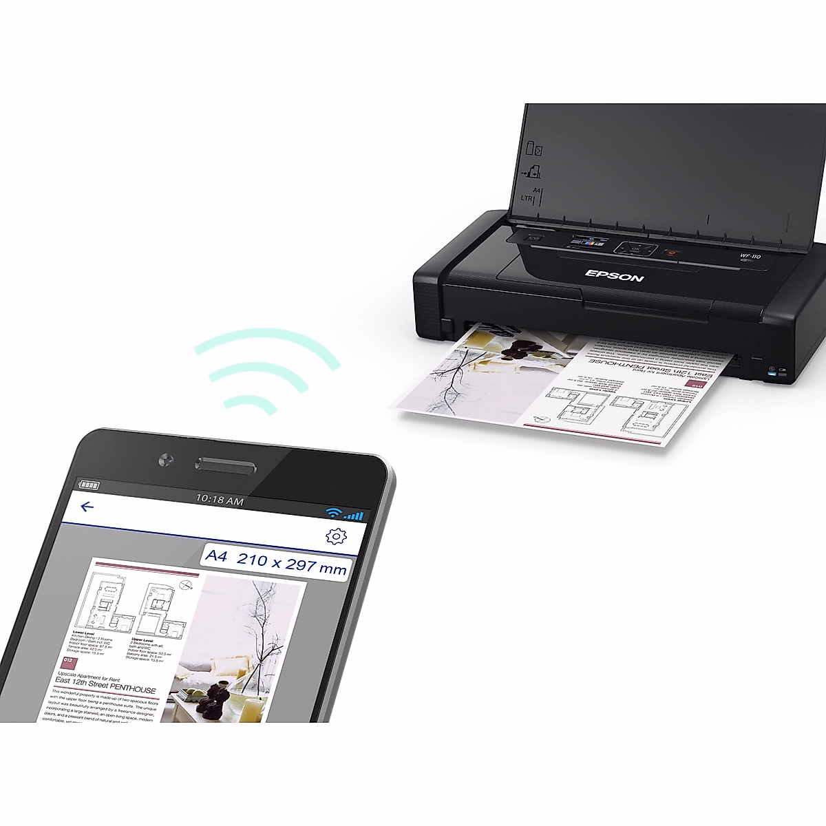 Epson Workforce WF-110 Wireless Mobile Printer, White Small