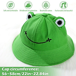Syhood Frog Bucket Hat or Cow Flamingo Hat with 50 Stickers Summer Outdoor Foldable Wide Brim Fisherman Hat Fishing Sun Hat(Frog Style)