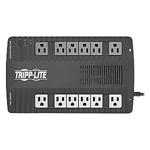Tripp Lite 750VA UPS Battery Backup Surge Protector, AVR Automatic Voltage Regulation, 12-Outlet Uninterruptible Power Supply, Dataline Protection, 3-Year Warranty & $100,000 Insurance (AVR750U)
