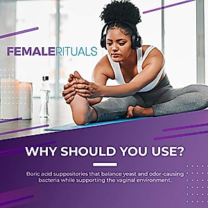Female Rituals Boric Acid Suppositories 600 mg - Vaginal Pills for PH Balance Odors Yeast Infection Treatment - USA Made Feminine Hygiene Products - Vaginal Suppository Yoni Pops Pearls (30 Count)