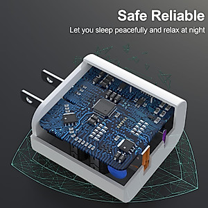 20W Dual Port Fast Charger Block 2-Pack with 6FT & 10FT MFi-Certified Cables, PD/QC3.0 Quick Charge Adapter for iPhone 14/13/12/11 Pro Max/XS/XR/X, iPad, AirPods Pro - Overheat & Surge Protection