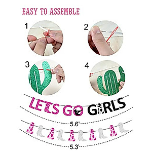 Let's Go Girls Banner for Nashville Bachelorette Party Space Cowgirl Western Party Last Rodeo Bachelorette Party Decorations Pink & Sliver