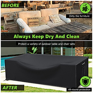 HIGHTQURO Patio Furniture Covers Waterproof, 600D Outdoor Furniture Covers Waterproof, Square Outdoor Sectional Sofa Set Covers, Extra Large Patio Covers for Outdoor Furniture, 126"x126"x28"-Black