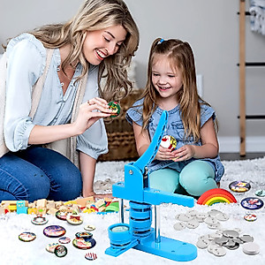 Alldeer Button Maker Machine Multiple Sizes, 1+1.73+2.25 inch Button Maker with 500 Sets Button Making Supplies for Kids, Magic Book, Cutter Machine Badge Pin Press 25+44+58mm Button Press Machine