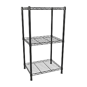 YisanCrafts Fixed Layer Spacing Storage Shelf 3 Tier Metal Storage Rack Wire Shelving Unit Storage Shelves Metal 396Lbs Capacity 17" L x 13" W x 32" H for Pantry Closet Kitchen Laundry Black