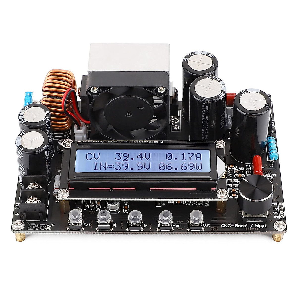 DROK DC Boost Converter, CNC 10V-65V to 12V-120V DC to DC 12V 24V 36V 48V 12A 800W Adjustable Power Supply Voltage Regulator Module, Solar Panel MPPT Charging, with Cooling Fan