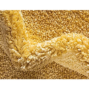 Unique Loom Solo Collection Solid, Plush, Kids, Modern Area Rug, 5 ft x 7 ft 7 in, Yellow