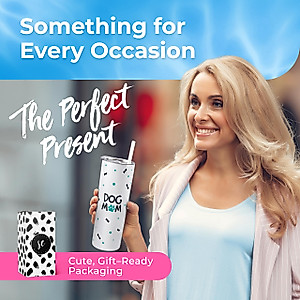 SassyCups Dog Mom Tumbler with Straw | Vacuum Insulated Stainless Steel Dog Themed Travel Mug | Cute Cup For Dog Lover | New Dog Owner | Dog Items For Women | From Dog (20 oz, White, Mint, Black)