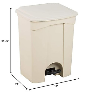 PRO&Family Set of 10! 48 Qt. / 12 Gallon Beige Rectangular Step-On Trash Can. Kitchen Garbage Can Office Trash Can Recycle Bin Waste Basket Touchless