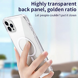 Gyizho Strong Magnetic Clear for iPhone 11 Pro Max Case [Compatible with MagSafe] [Military Grade Drop Tested] Shockproof Protective Slim Thin Phone Cover 6.5 Inch Clear
