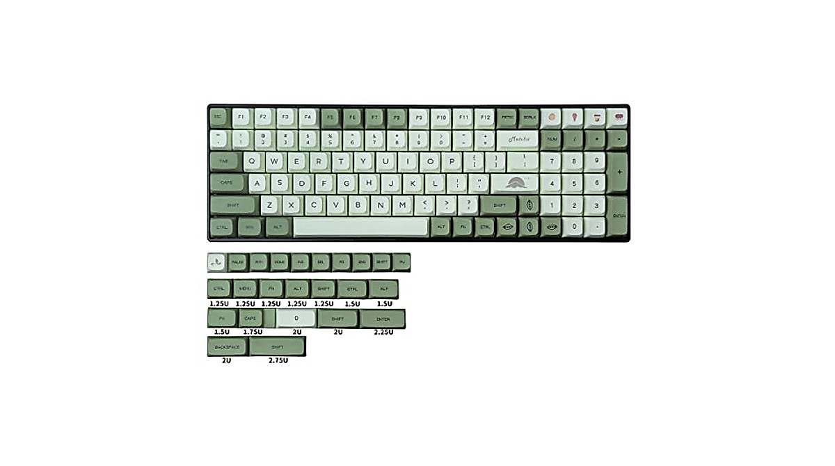 Matcha Keycaps Set for Mechanical Keyboards - 124 PBT Keys