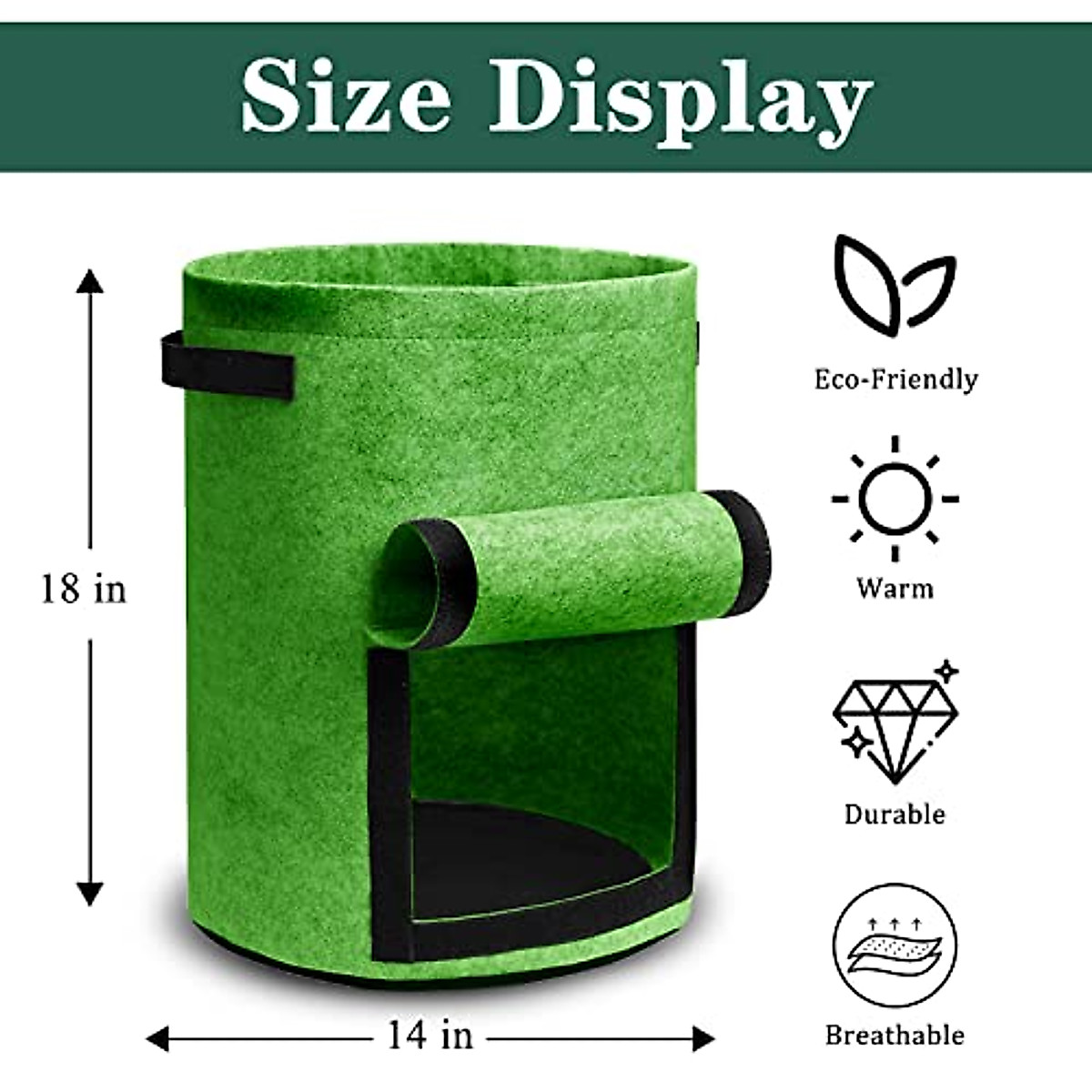 Qaxlry Potato Growing Bags, 2 Pack 10 Gallon Double Thickened Felt Potato Grow Containers with Handles & Access Flap for Potatoes, Tomato, Carrot, Onion, Vegetables, Fruits, Plants