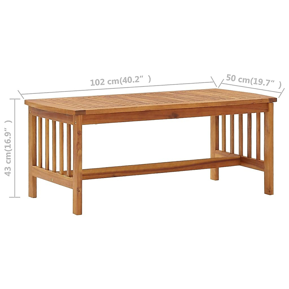 vidaXL Solid Acacia Wood 4-Piece Patio Lounge Set: Outdoor Garden Furniture Set Includes Chairs, Bench, and Slatted Coffee Table.