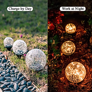 VEWOSTAR Solar Glass Ball Light Outdoor Decor 4.73Inch Solar Landscape Light for Garden Lawn Yard