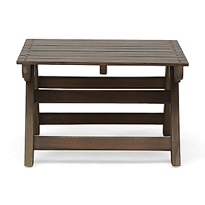 GDFStudio Outdoor Wooden Side Table, Gray Finish