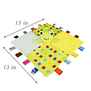 Toddler Taggy Security Blankets Soft Plushy Cuddle Bud Blankie Breathable Snuggle Blanket for Boys and Girls, Green Frog