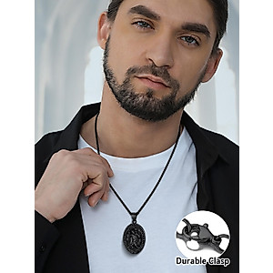 FaithHeart Black St. Christopher Necklace for Men Christian Amulet Jewelry with Stainless Steel Wheat Chain Oval Medal Pendant for Prayer