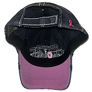 Pink Ribbon Fight Women's Awareness Vintage Baseball Cap (Black)…