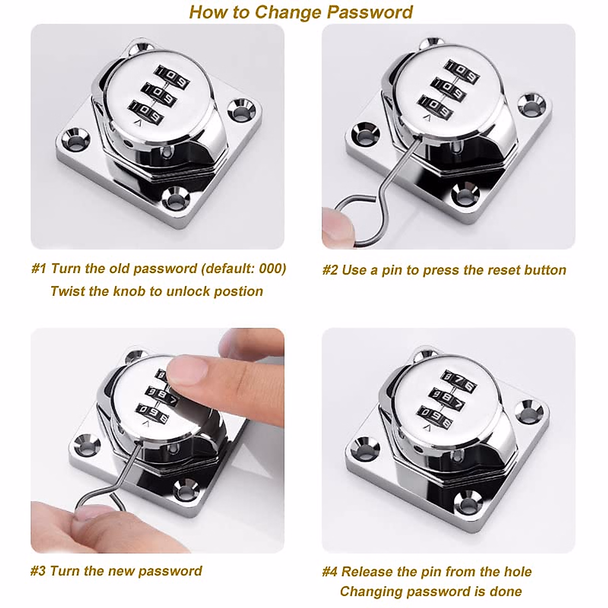 ETEKJOY Keyless Combination Lock for Wooden Cabinet 3-Digit Password Code Hasp Latch Lock Twist Knob Drawer Cupboard Locker Gun-Safe Closet Box (Black)