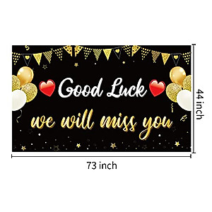 Pimvimcim Going Away Party Decorations We Will Miss You Good Luck Banner, Black Gold Farewell Backdrop Party Supplies, Goodbye Coworker Retirement Graduation Moving Away Poster Decor
