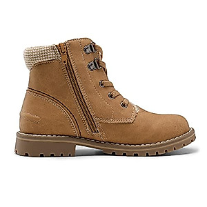 Bruno Marc Boys Girls Ankle Boots Side Zipper Outdoor Comfort Autumn Winter Casual Lace Up Combat Boots,Brown,Size 5 US Big Kid SBBO222K