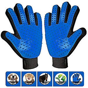 Pet Hair Remover Glove - Gentle Pet Grooming Glove Brush - Efficient Deshedding Glove - Massage Mitt with Enhanced Five Finger Design - Perfect for Dogs Long & Short Fur - 1 Pack (2 in 1 Glove)