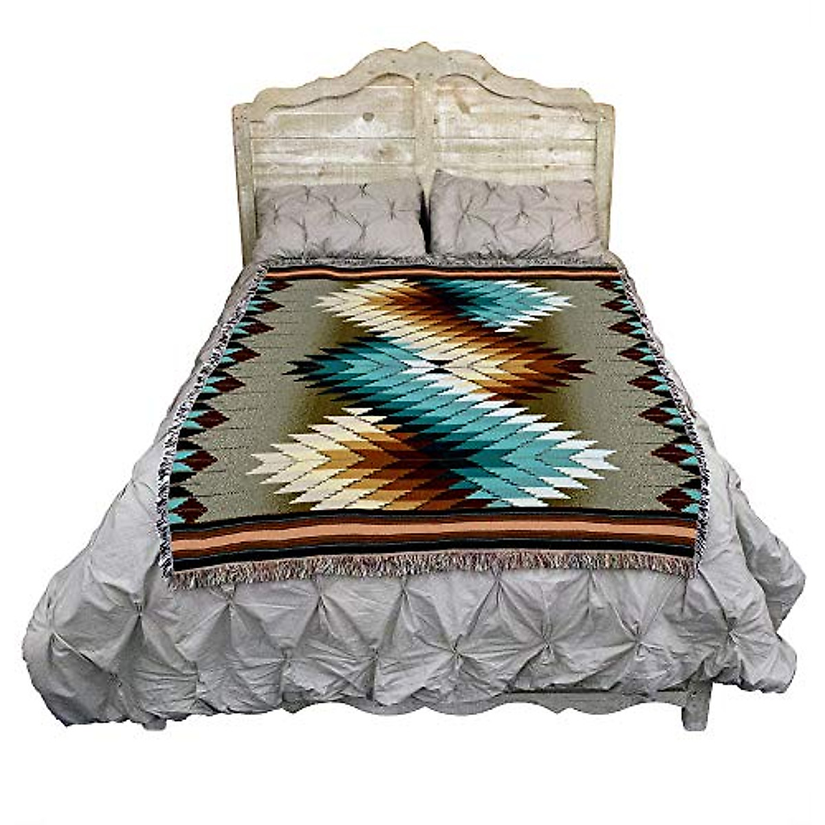 Pure Country Weavers Whirlwind Smoke Blanket - Southwest Native American Inspired - Gift Tapestry Throw Woven from Cotton - Made in The USA (72x54)