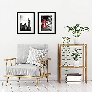Americanflat 11x14 Picture Frame in Black - Displays 8x10 with Mat and 11x14 without Mat - Engineered Wood with Shatter Resistant Glass - Horizontal and Vertical Formats for Wall - Set of 2