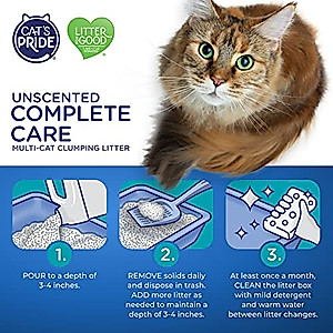 Cat's Pride Premium Lightweight Clumping Litter: Complete Care - Up to 10 Days of Powerful Odor Control - Hypoallergenic - Multi-Cat, Unscented, 10 Pounds