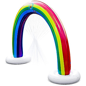 Splashin'kids Outdoor Rainbow Sprinkler Super Toddler Water Toys for Children Infants Boys Girls and Kids Perfect Outside Inflatable Water Park for Summer Fun Watch Video Slip and Slide Splash pad