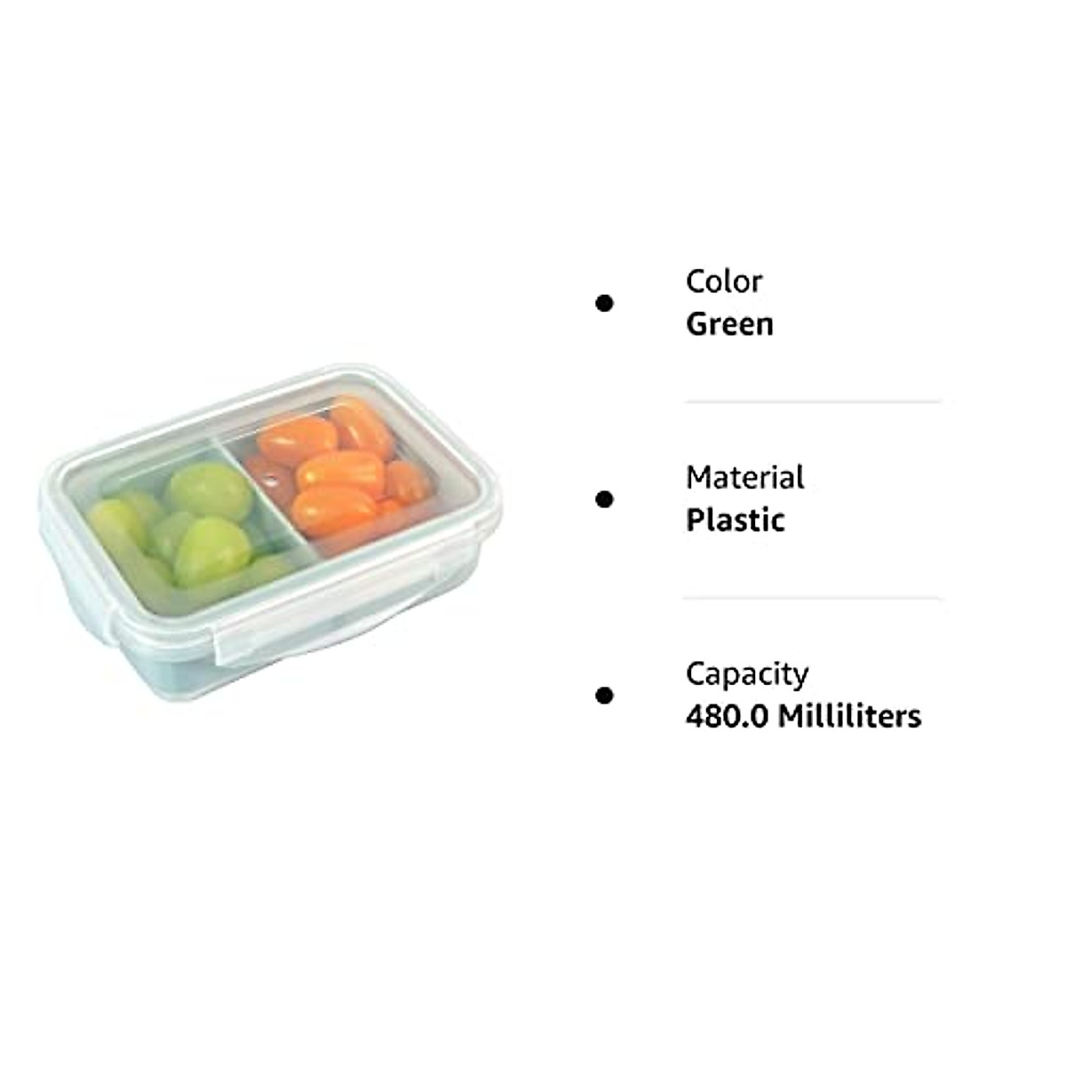 carrotez Food Storage Containers 2 Compartment, Meal Prep Container, Lunch Containers, Portion Control Container, BPA Free, Airtight Lids, Reusable, Snack Containers, 2 Cup (480ml)