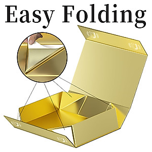 PSHVYM Gift Boxes with Lids, 11.5x7.8x3 In Gold Gift Box for Presents Magnetic Closure for T-Shirts, Gloves, Scarves, Books, Baby Clothes, Robes Clothing Gift Wrap, Contains Card, Ribbon