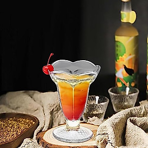 BSTKEY 6PCS Set 7 Oz Glass Dessert Bowls/Cups, Cute Footed Dessert Bowls for Ice Cream Sundae Trifle Fruit Pudding Snack Salad Milkshakes Condiment Cocktail Drinks Party