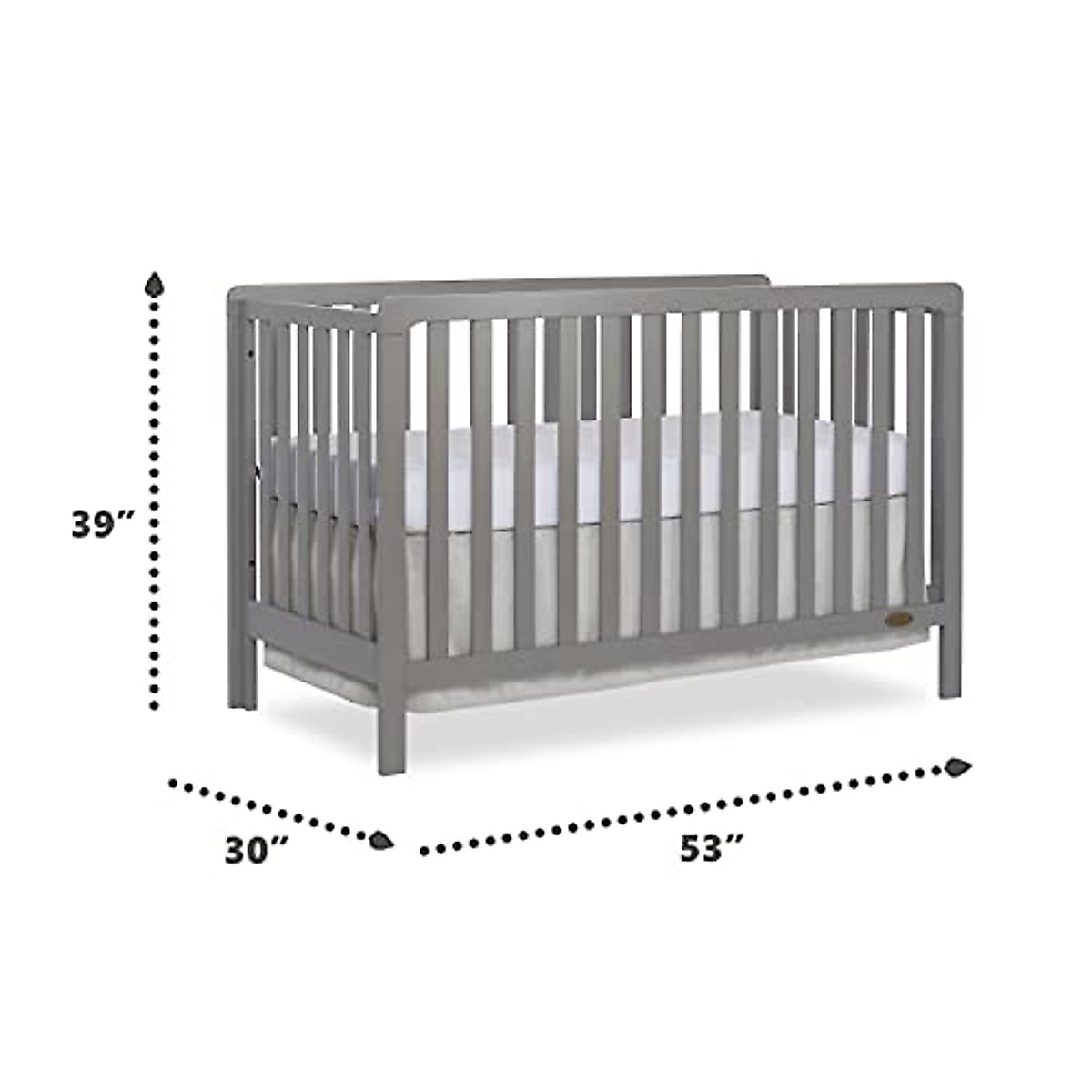 Dream On Me Ridgefield 5-in-1 Convertible Crib in Storm Grey, Greenguard Gold Certified