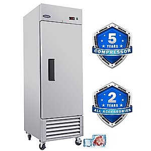 ORIKOOL 27"W Commercial Freezer Upright, -10℉ ~ 10℉ Stainless Steel Reach-in Freezer, 3 Adjustable Shelves, LED Lighting, 23 Cu.ft