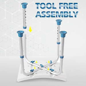 FSA/HSA Eligible Shower Chair for Inside Shower, Shower Stool with Free Assist Grab Bar/Toiletry Bag, Tool-Free Assembly Shower Seat for Bathtub, Shower Bath Chairs for Seniors/Disabled by DUALECO