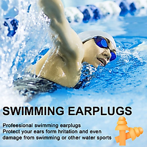 200 Pairs Ear Plugs Corded Silicone Earplugs Bulk Reusable Soft Earplugs with Cord Sleeping Hearing Protection Noise Cancelling Earplugs for Work Construction Shooting Sports, Yellow and Orange