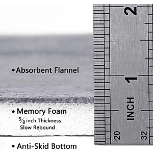 Flamingo P Memory Foam Bath Mat for Bathroom Non Slip Quick Dry Super Water Absorbent Shower Rug,24x17,Grey