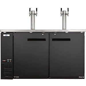 Beer Keg Dispenser Kegerator Commercial Refrigerator Beer double Taps 60" - Black, Half-KegX2, TowerX2,2 Taps