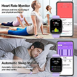 Smart Watch(Answer/Make Call), 1.85" Smartwatch for Men Women IP68 Waterproof, 100+ Sport Modes, Fitness Activity Tracker, Heart Rate Sleep Monitor, Pedometer, Smart Watches for Android iOS, Purple